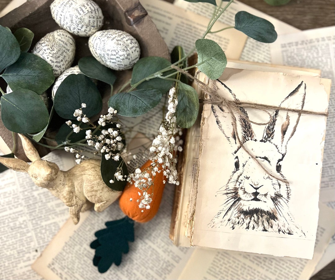 Easter Stacked Books //home Books//neutral Farmhouse Decor//home Decor ...