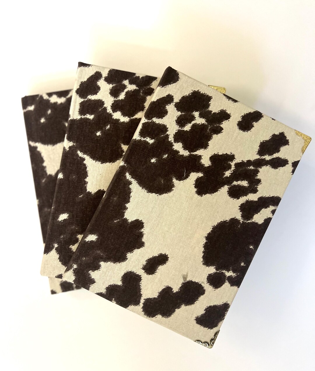 Fabric Covered Hardback Books | Cow Print Bookcase Decor - Etsy