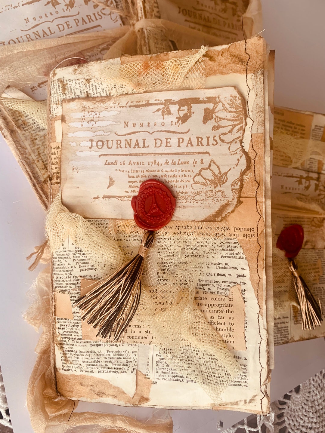 Paris Journal, Old World Journal, Lace, Coffee Dyed Blank Journal ...