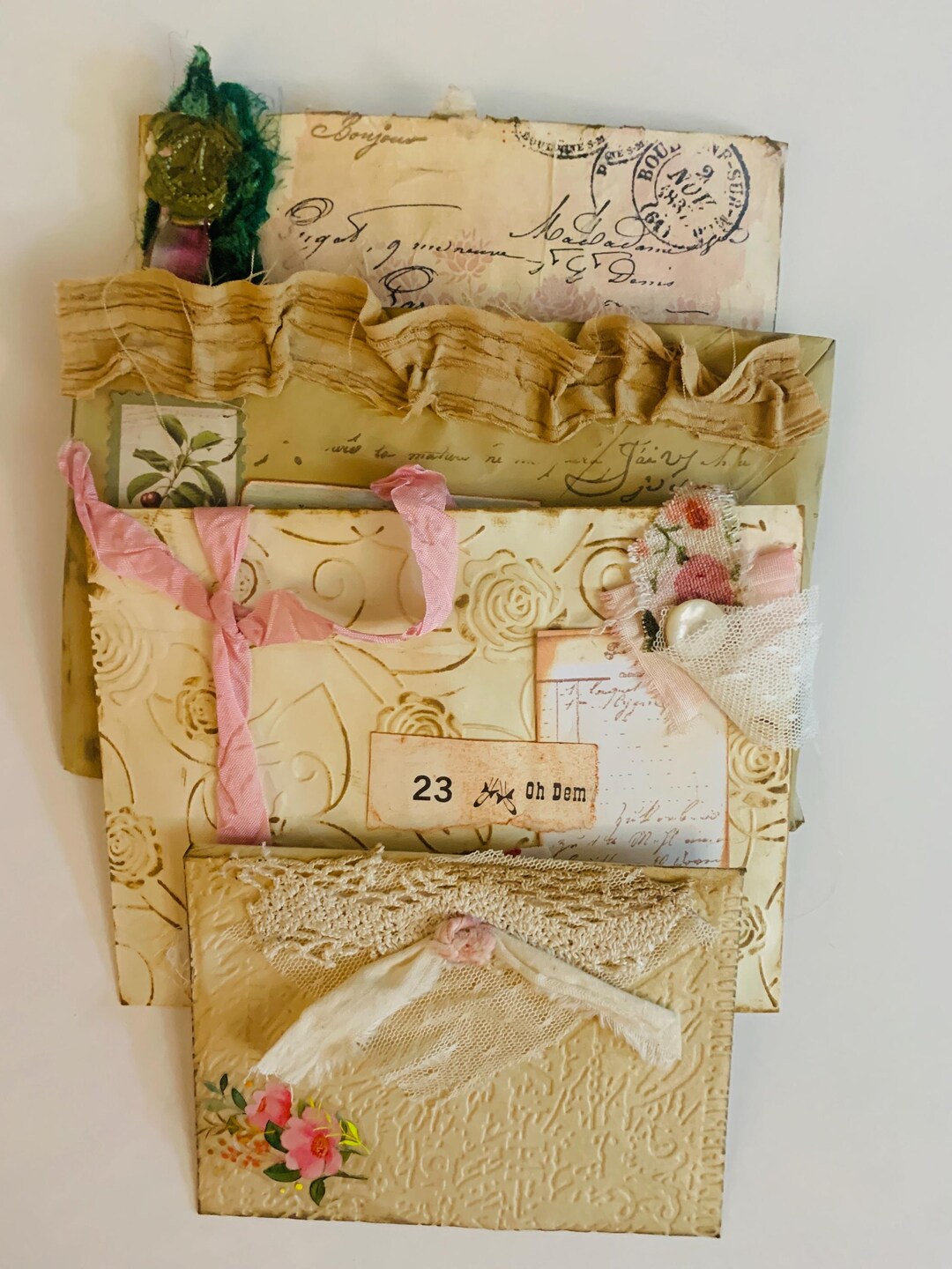 Letters Found in Attic, 4 Distressed Vintage Envelopes, Fancy, Upcycled ...