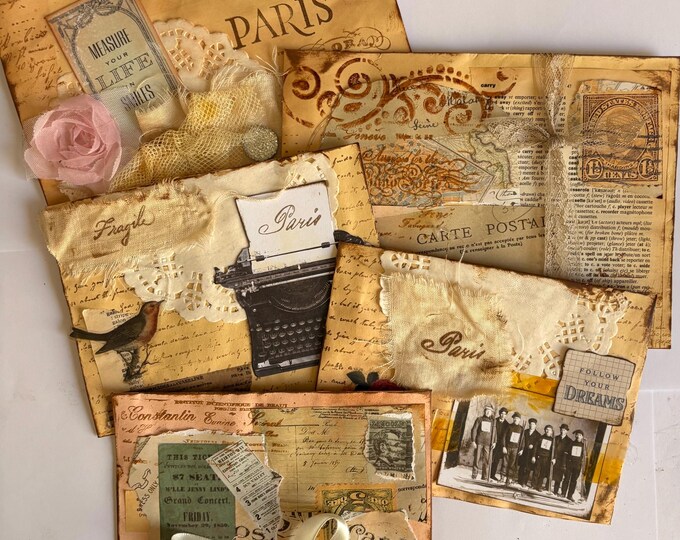 Vintage Style Envelopes , 5 Distressed Vintage Style Envelopes, Fancy ...
