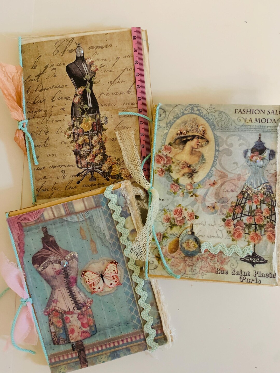 3 Shabby Chic Handmade Mini Paris Journals - Etsy