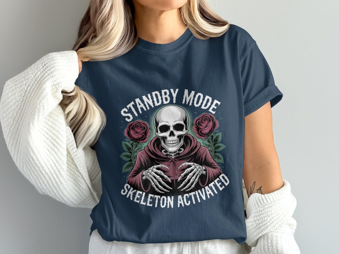 Standby Mode PNG, Skeleton Activated Clipart, Spooky Roses Sublimation ...