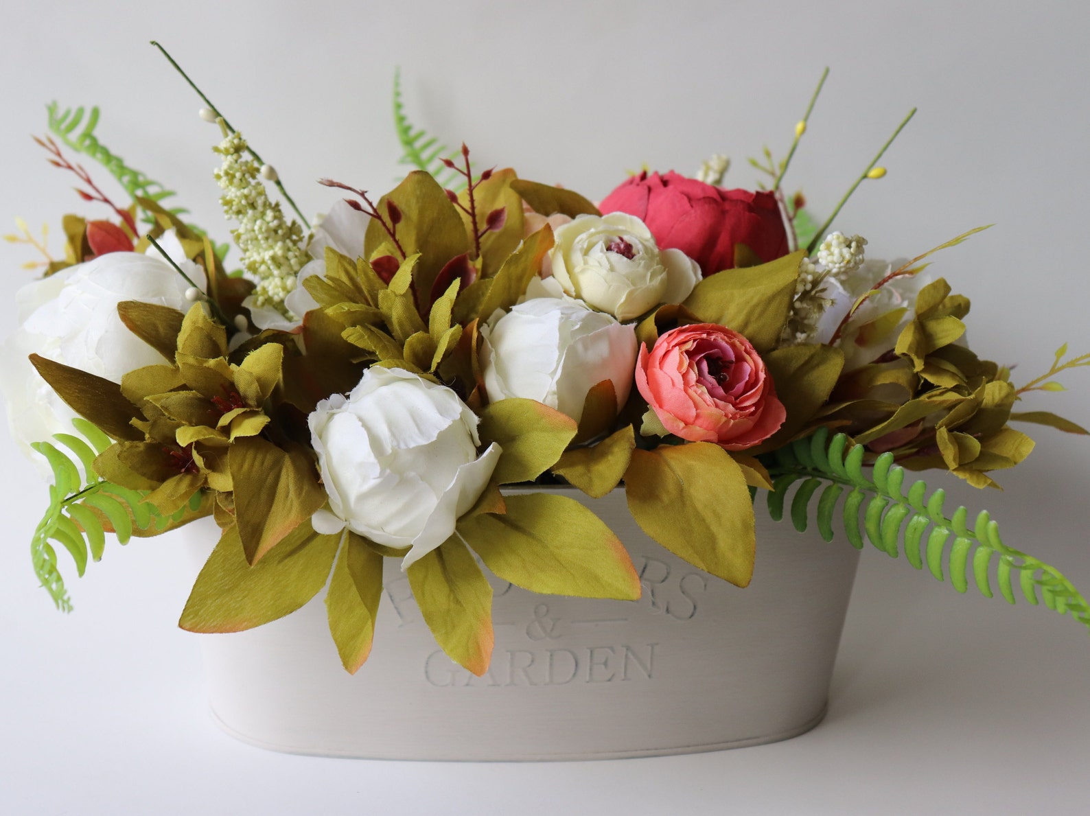 A Rustic Arrangement Centerpiece With Silk Flowers Farmhouse | Etsy