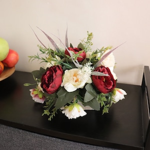 Silk Flowers in a Wooden Box, Rustic Centerpiece, Home Decor, Office ...