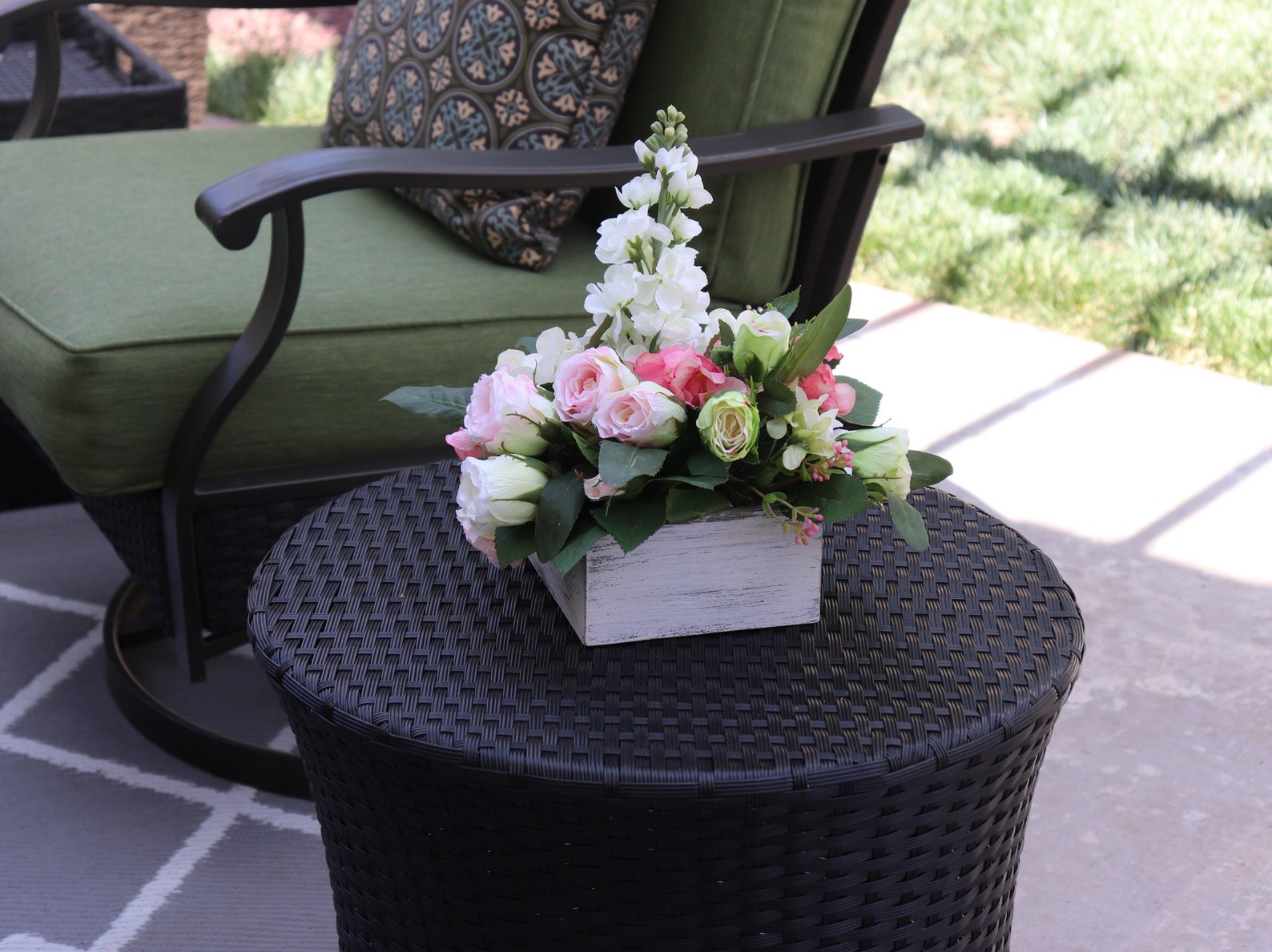 Silk Roses in Wooden Box Rustic Centerpiece With Fake - Etsy