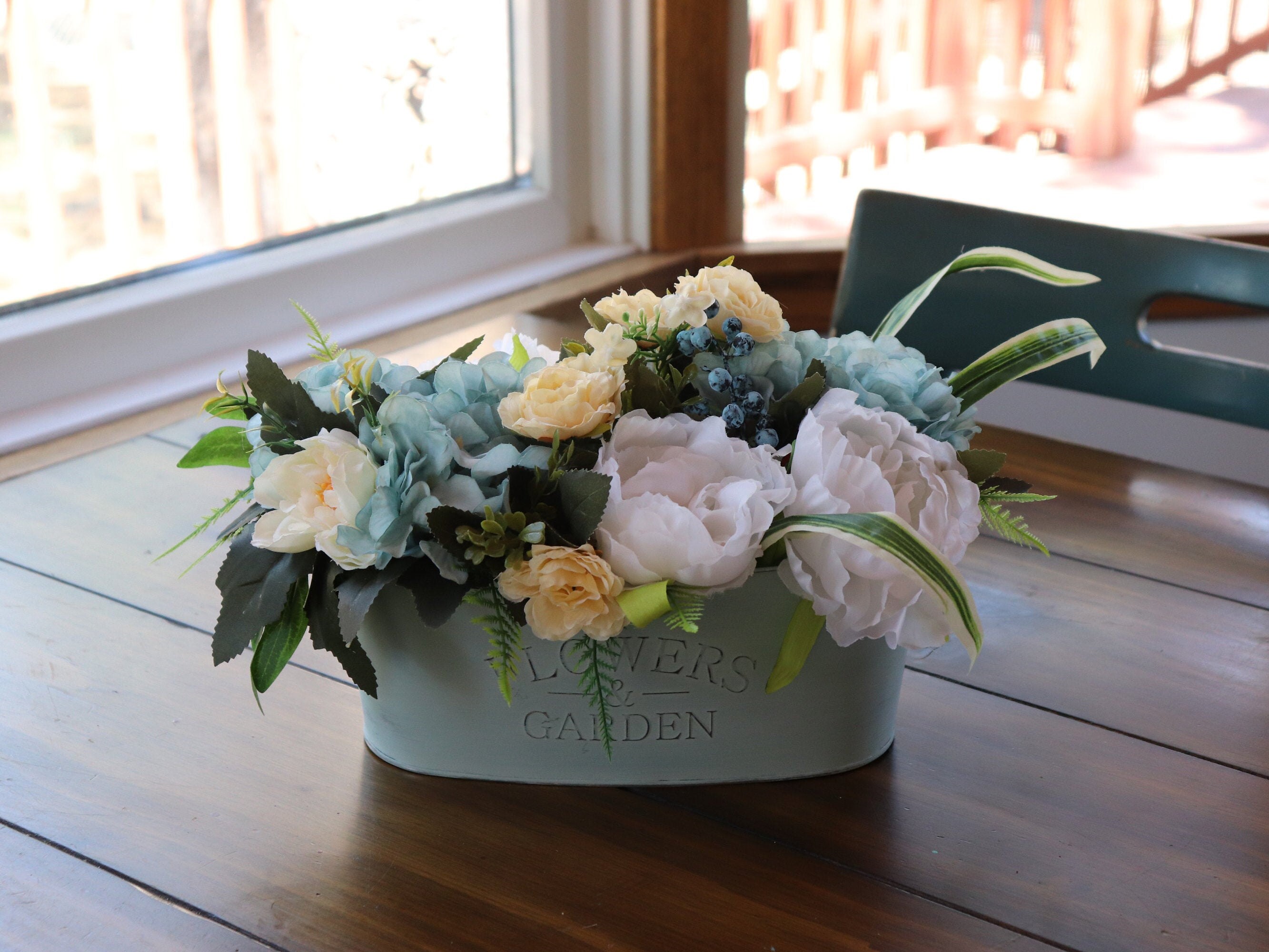 A Rustic Arrangement Centerpiece With Silk Flowers Farmhouse - Etsy