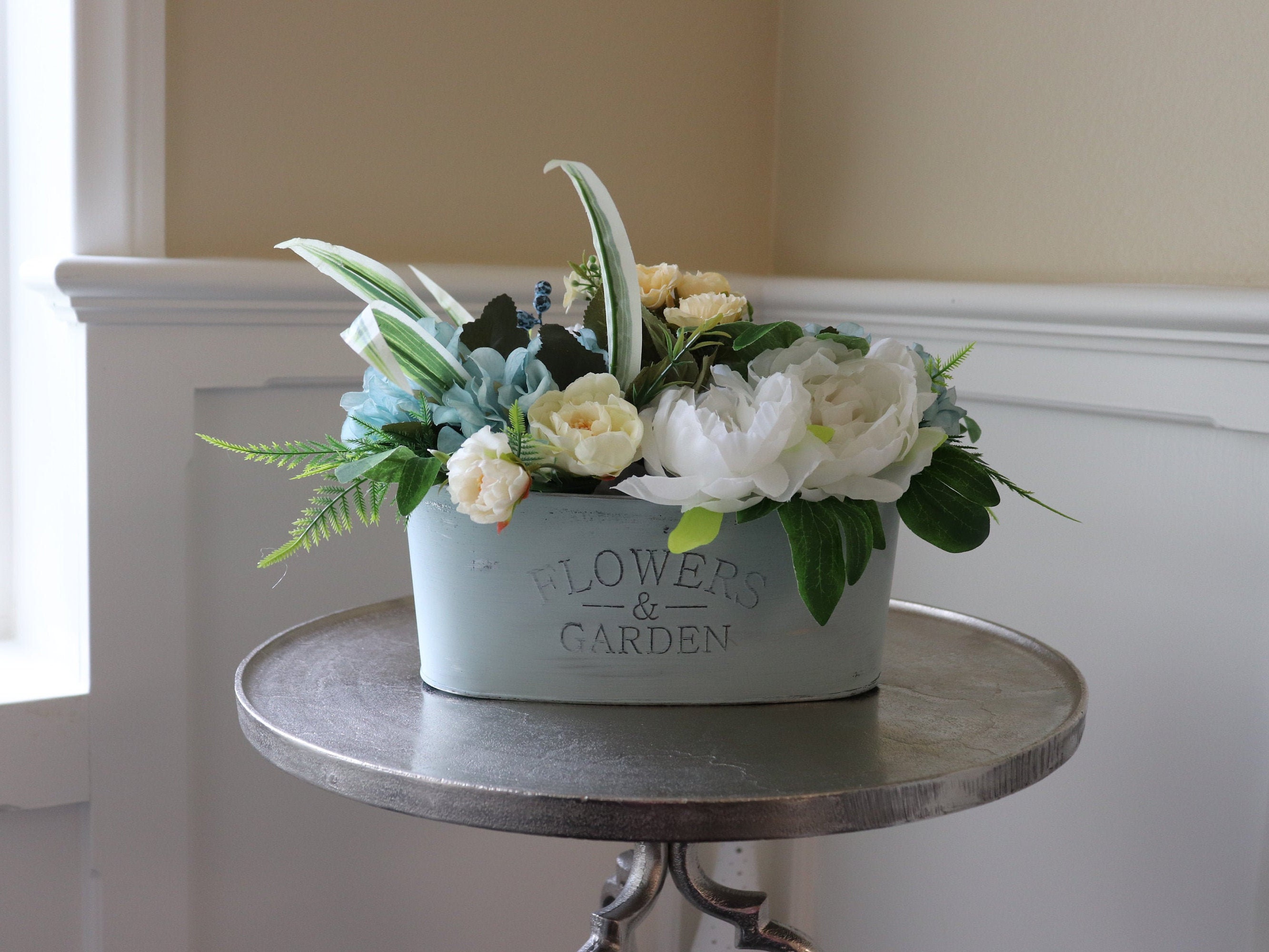 A Rustic Arrangement Centerpiece With Silk Flowers Farmhouse - Etsy