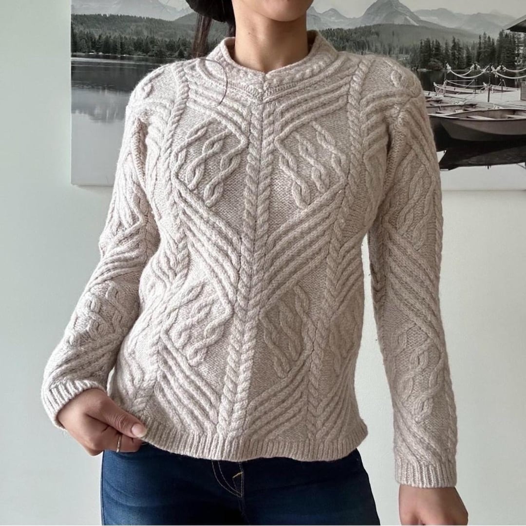 Vintage ARAN MOR 100% Merino Wool Chunky Knit Turtle Neck Sweater - Etsy