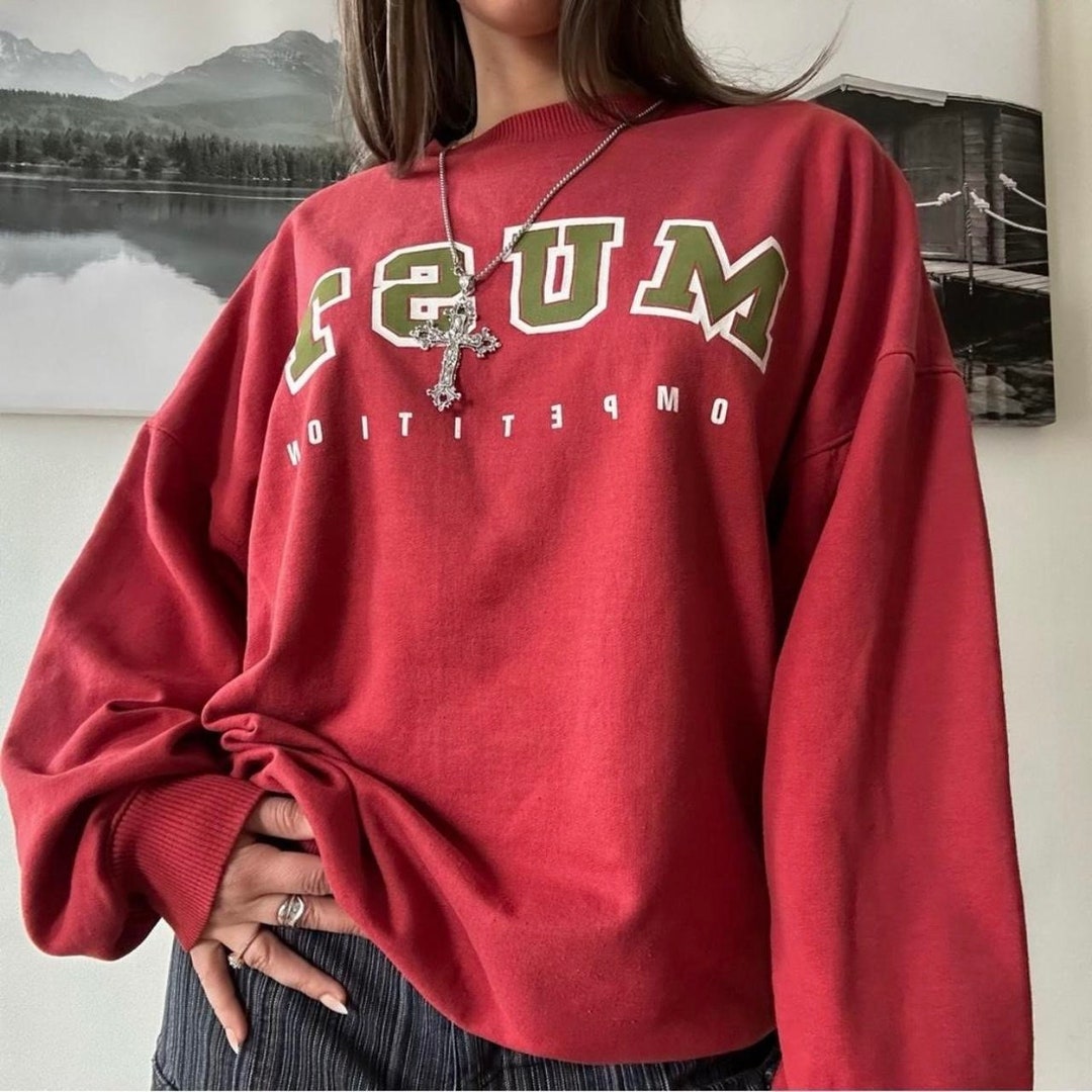 Oversized Vintage 90s Must Competition Faded Crew Neck Sweater Jumper ...