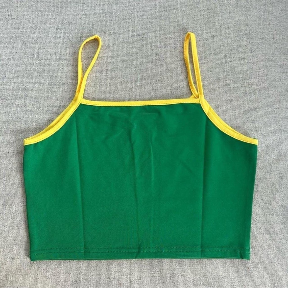 Green and Yellow Brazil Top Y2k Sporty Brazil Stretchy Crop Top - Etsy