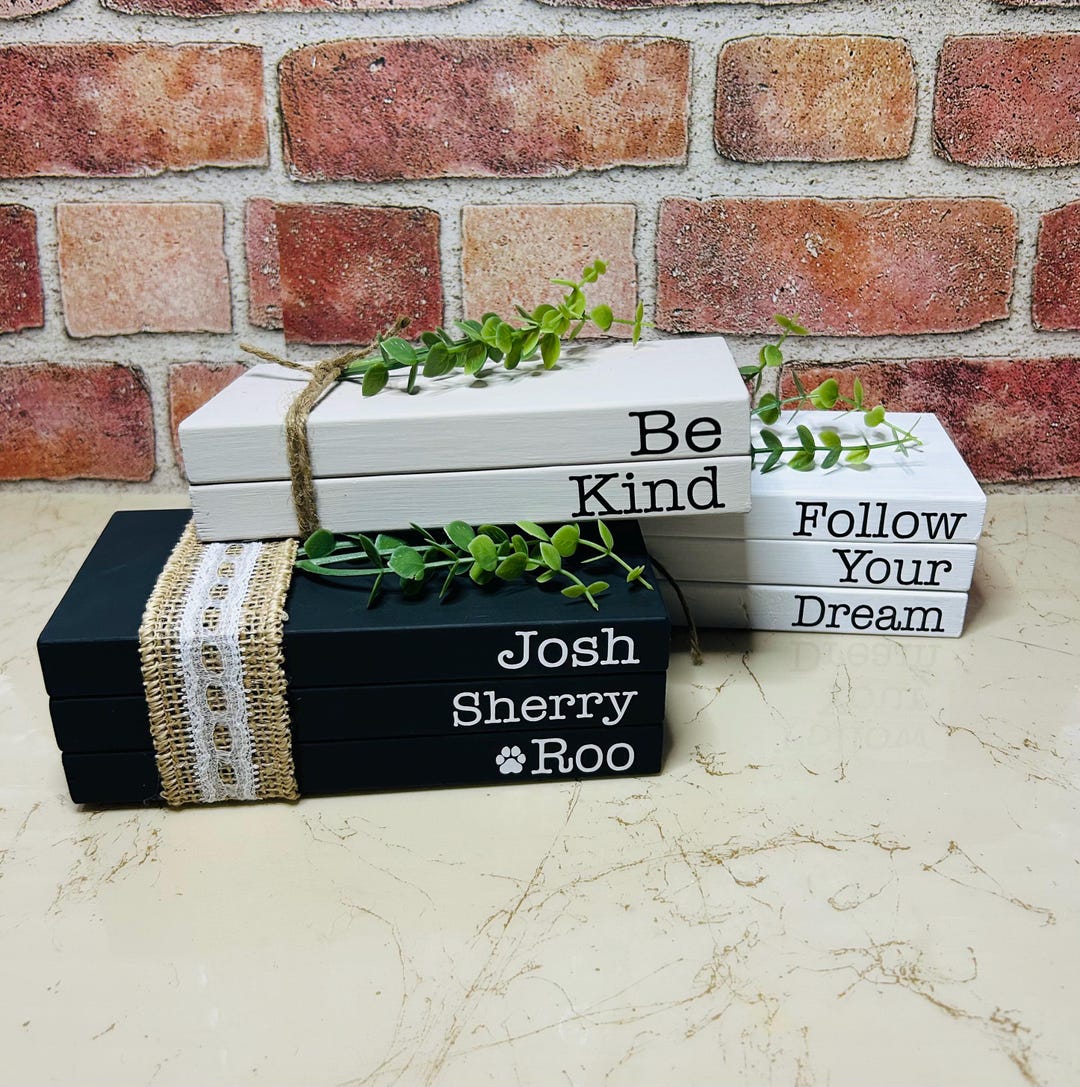 Farmhouse Wooden Book Stacks - Custom Faux Book Stacks - Custom Wooded ...