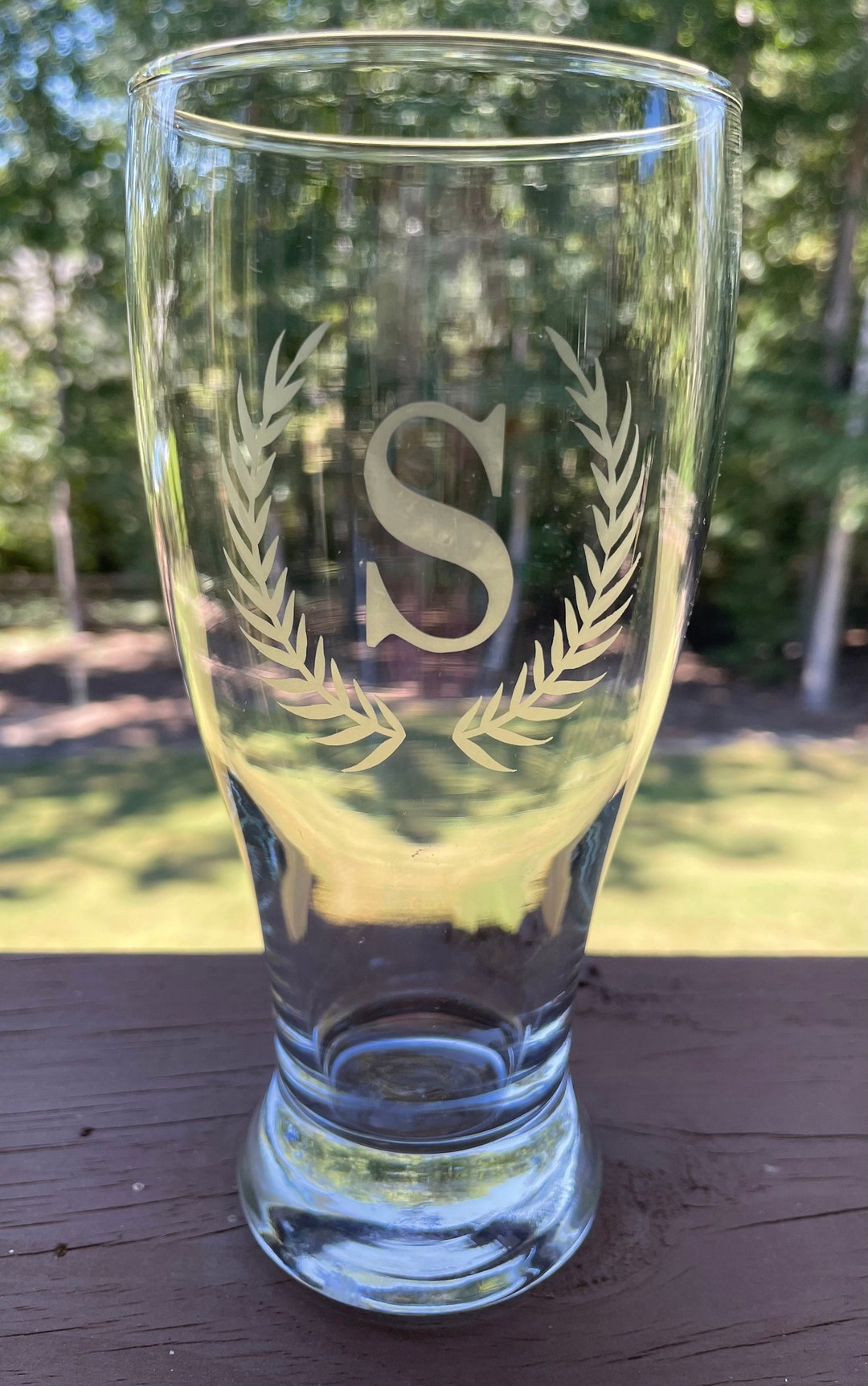 Personalized Beer Glass W/initial - Customized Etched Beer Glass for ...
