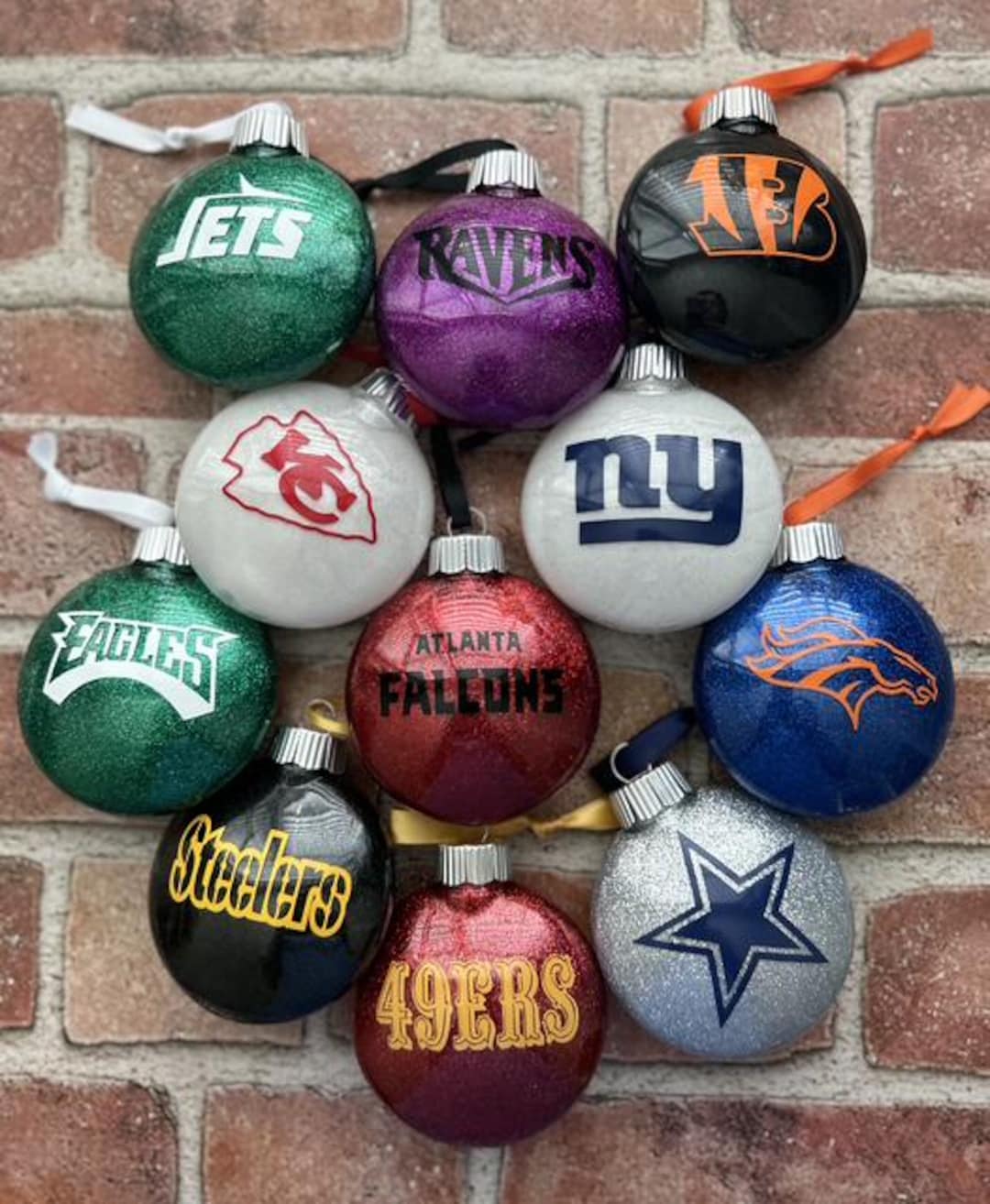 Football Teams Disc Shaped Christmas Ornaments - NFL Team Inspired ...