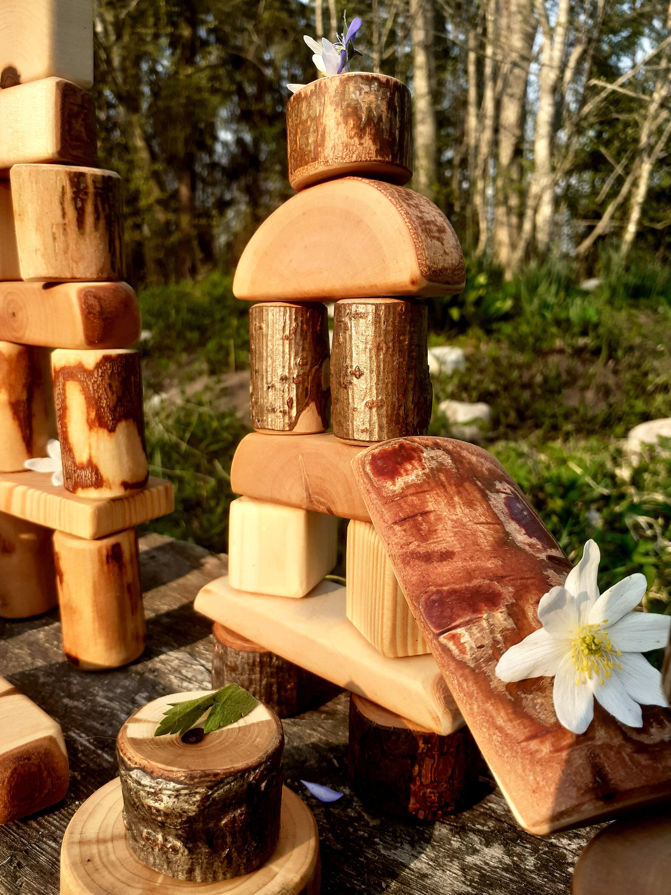 Natural Tree Blocks 50 pcs Waldorf Building Blocks | Etsy