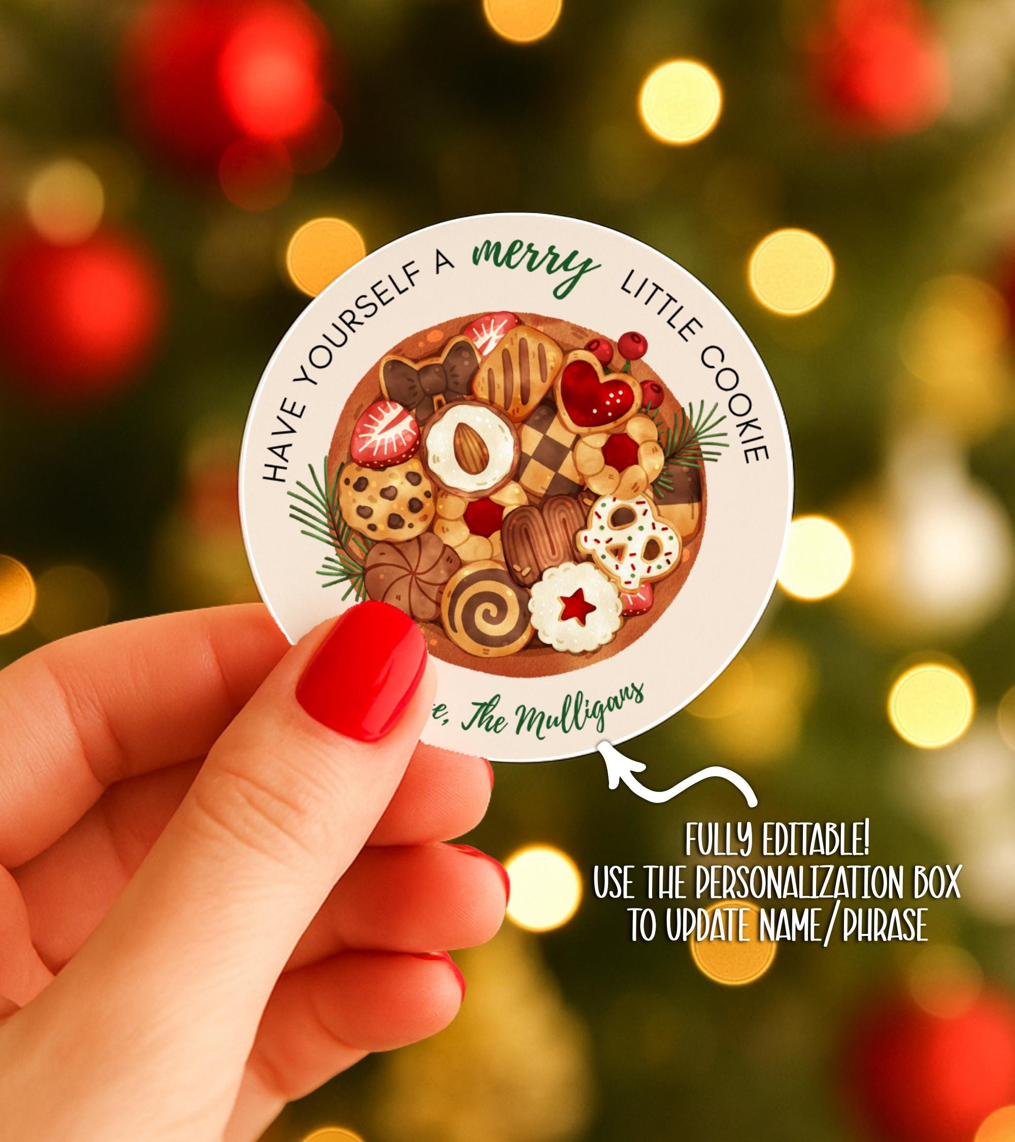 Editable Christmas Cookie Labels, Holiday Baking Stickers, Cookie Bag ...