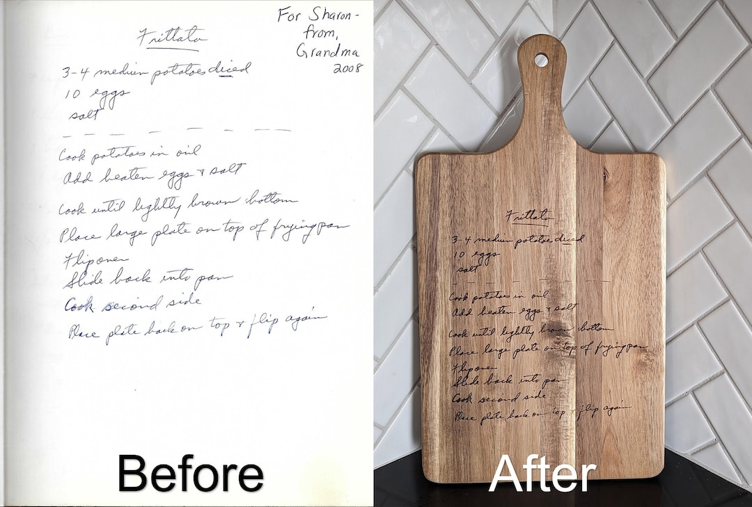 Custom Handwritten Recipe Cutting Boards - Engraved Acacia Wood ...