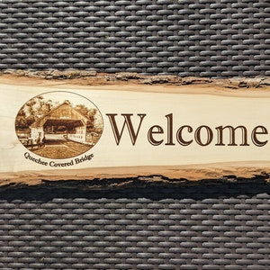 Custom Live Edge Sign - Welcome Door Hang - Laser Cut and Engraved With ...