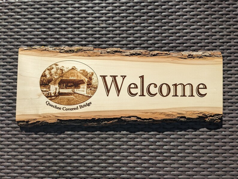 Custom Live Edge Sign Welcome Door Hang Laser Cut and - Etsy