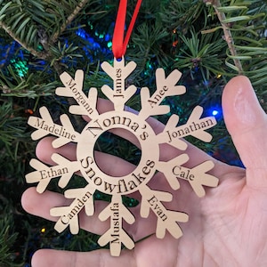 Custom Family Snowflake Ornament Laser Engraved Personalized Gift for ...