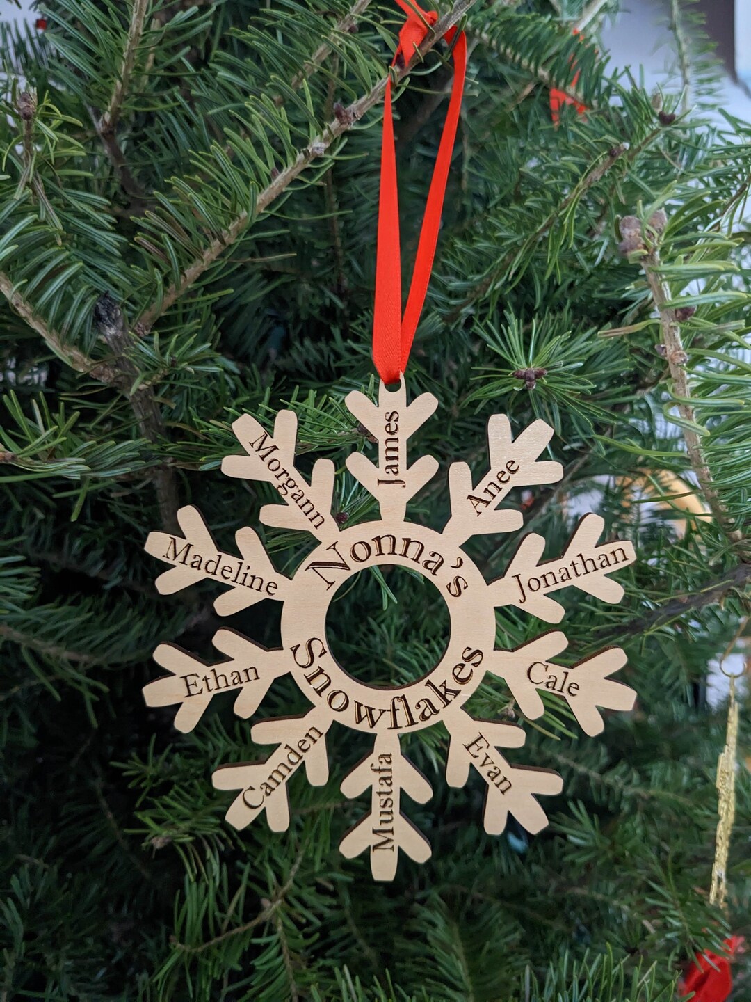 Custom Family Snowflake Ornament Laser Engraved Personalized Gift for ...