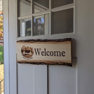 Custom Live Edge Sign - Welcome Door Hang - Laser Cut and Engraved With ...