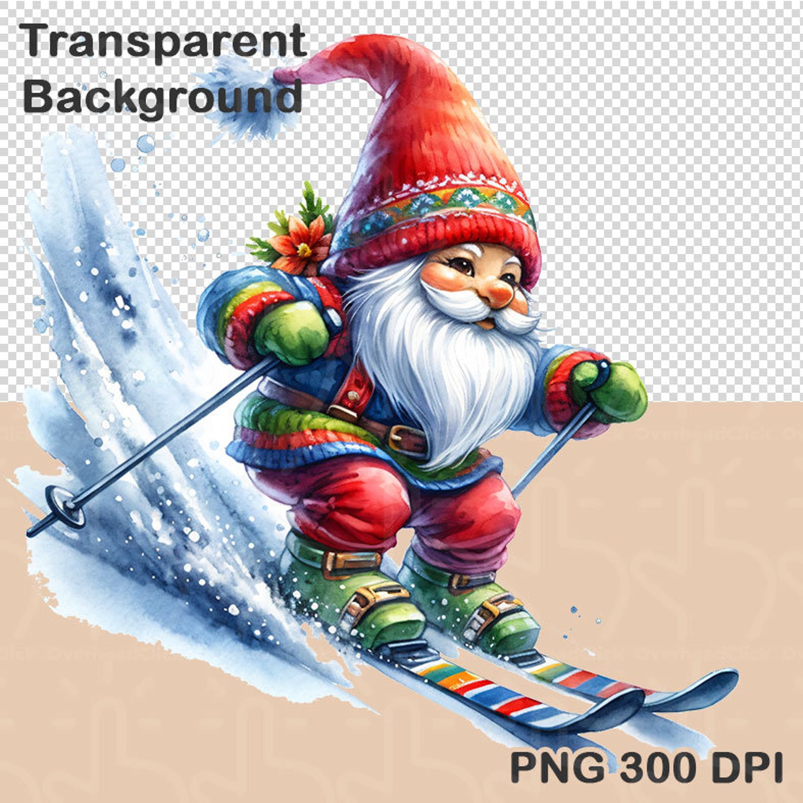 Sports Gnome Clipart, 12 PNG Transparent, 300 DPI, Cute Watercolor ...