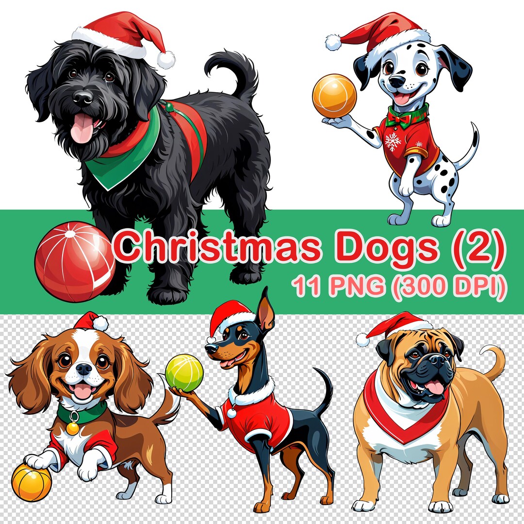 Watercolor Christmas Dogs Clipart: 11 PNG Images (digital Download) - Etsy