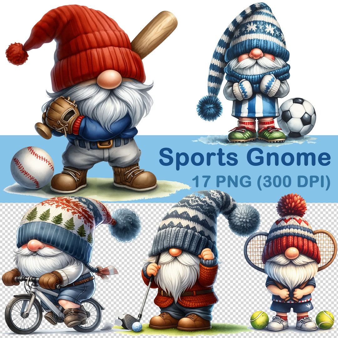 Sport Gnome, Cute Watercolor Clipart, 17 PNG Transparent, 300 DPI - Etsy