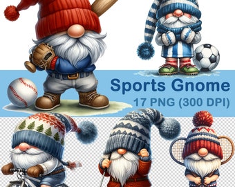 Sports Gnome Clipart, Cute Watercolor, PNG Transparent, 300 DPI - Etsy