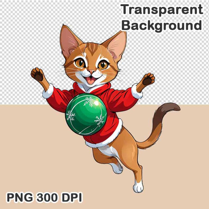 Christmas Cats Clipart, 11 PNG Transparent, 300 DPI, Cute Watercolor ...