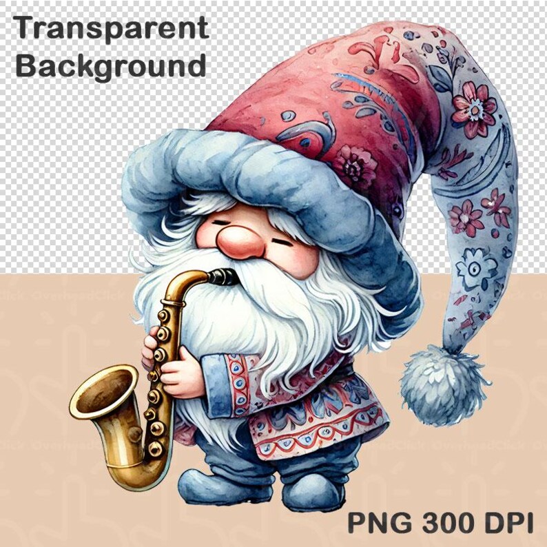 Musician Gnomes Clipart, Watercolor Musician Gnomes Clipart, 12 PNG ...