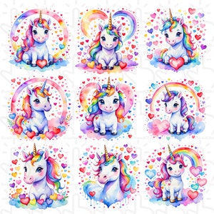 Watercolor Valentine Unicorn Clipart: 20 PNG Images (300 DPI) - Etsy