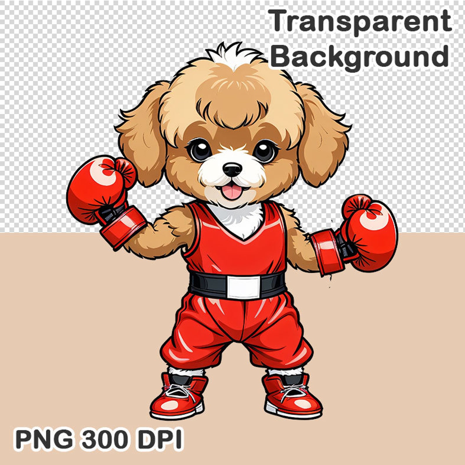 Boxing Dog Clipart, 16 PNG Transparent, 300 DPI, Cute Watercolor Boxing ...