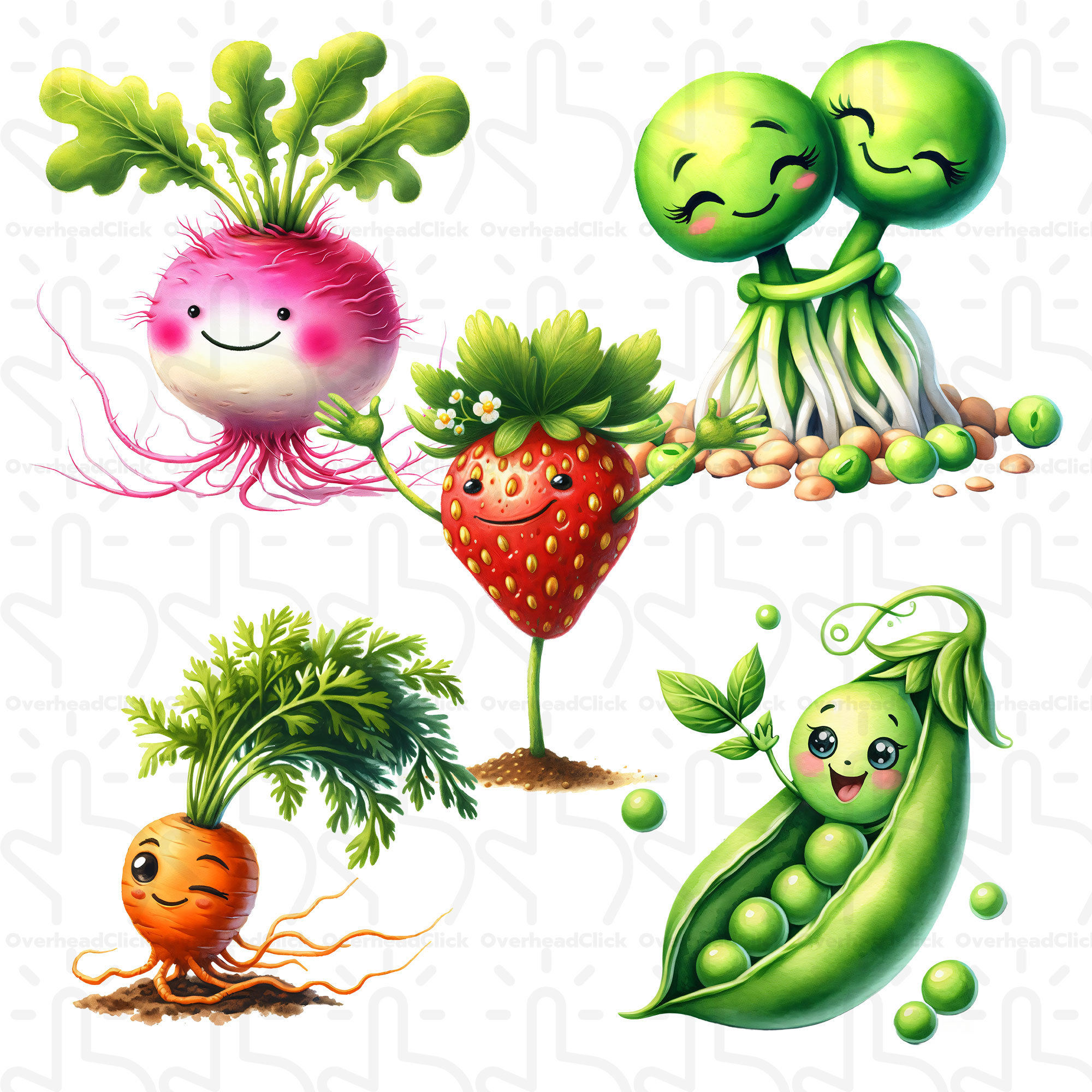Sprouting Seeds and Plants Clipart, 15 PNG Transparent, 300 DPI, Cute ...