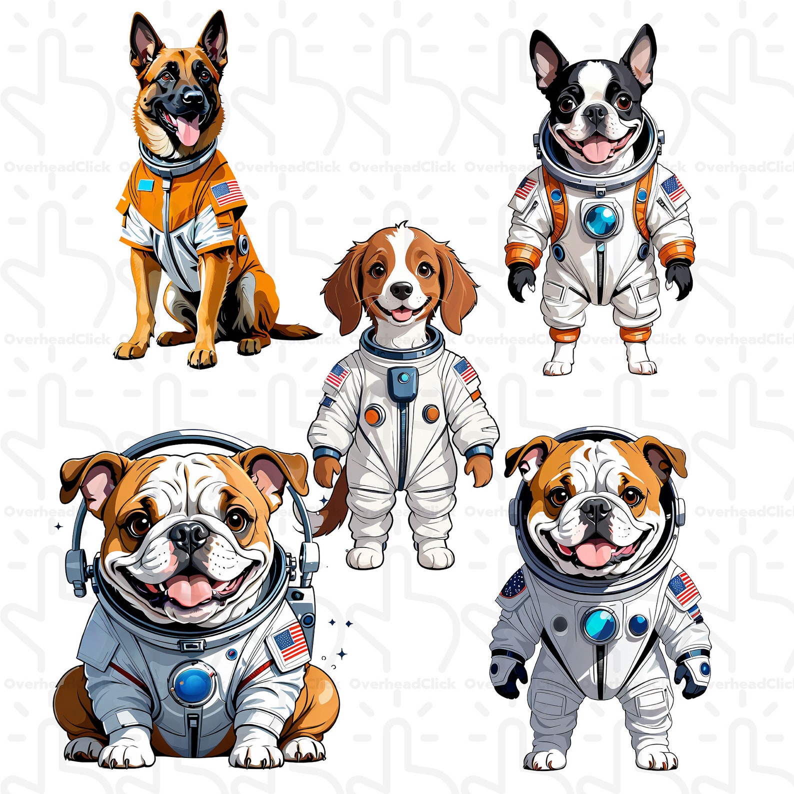 Astronaut Dogs Clipart, 16 PNG Transparent, 300 DPI, Cute Astronaut ...