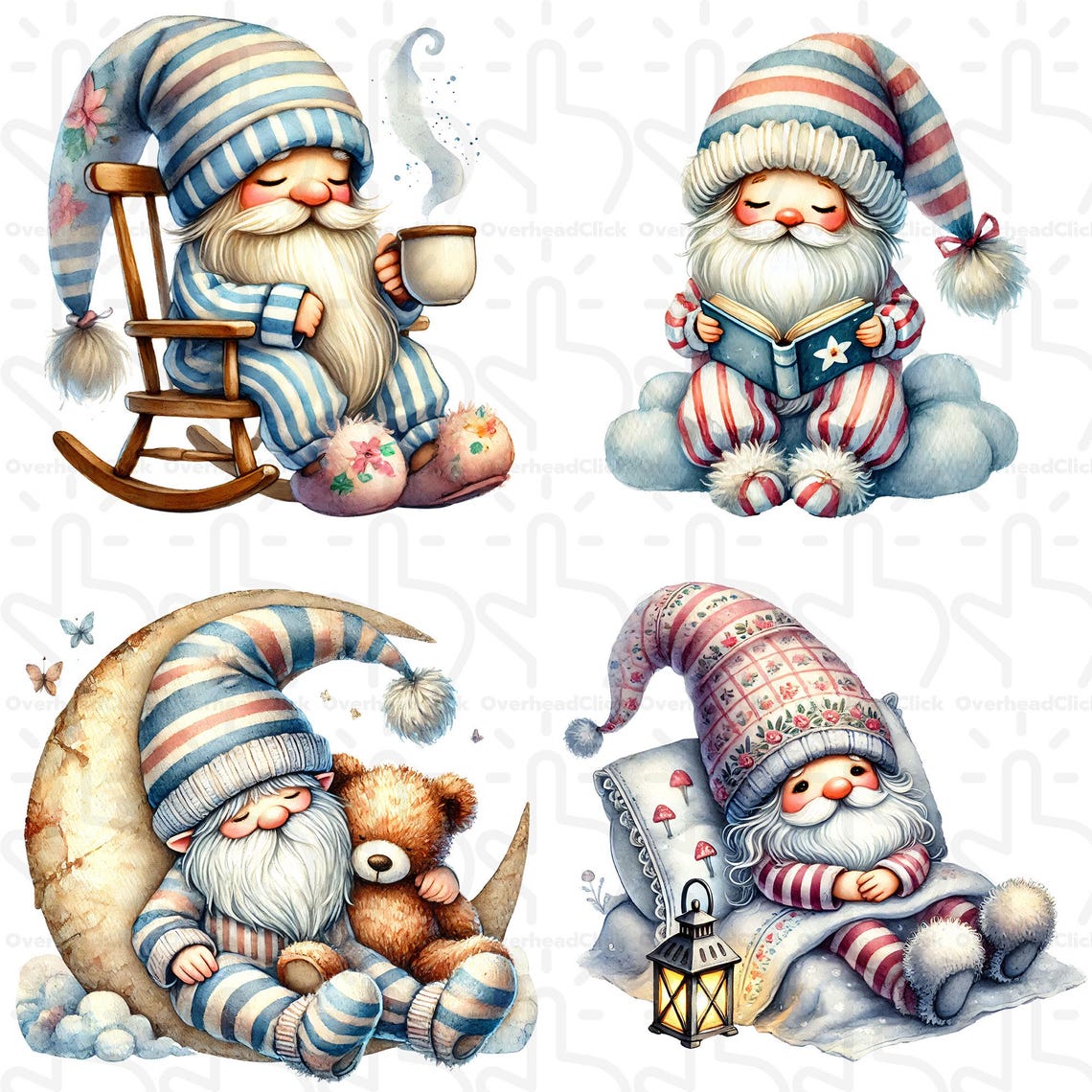 Watercolor Pajama Gnomes Clipart: 13 PNG Images (digital Download) - Etsy