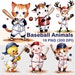 Baseball Animals Clipart, 16 PNG Transparent, 300 DPI, Cute Watercolor ...