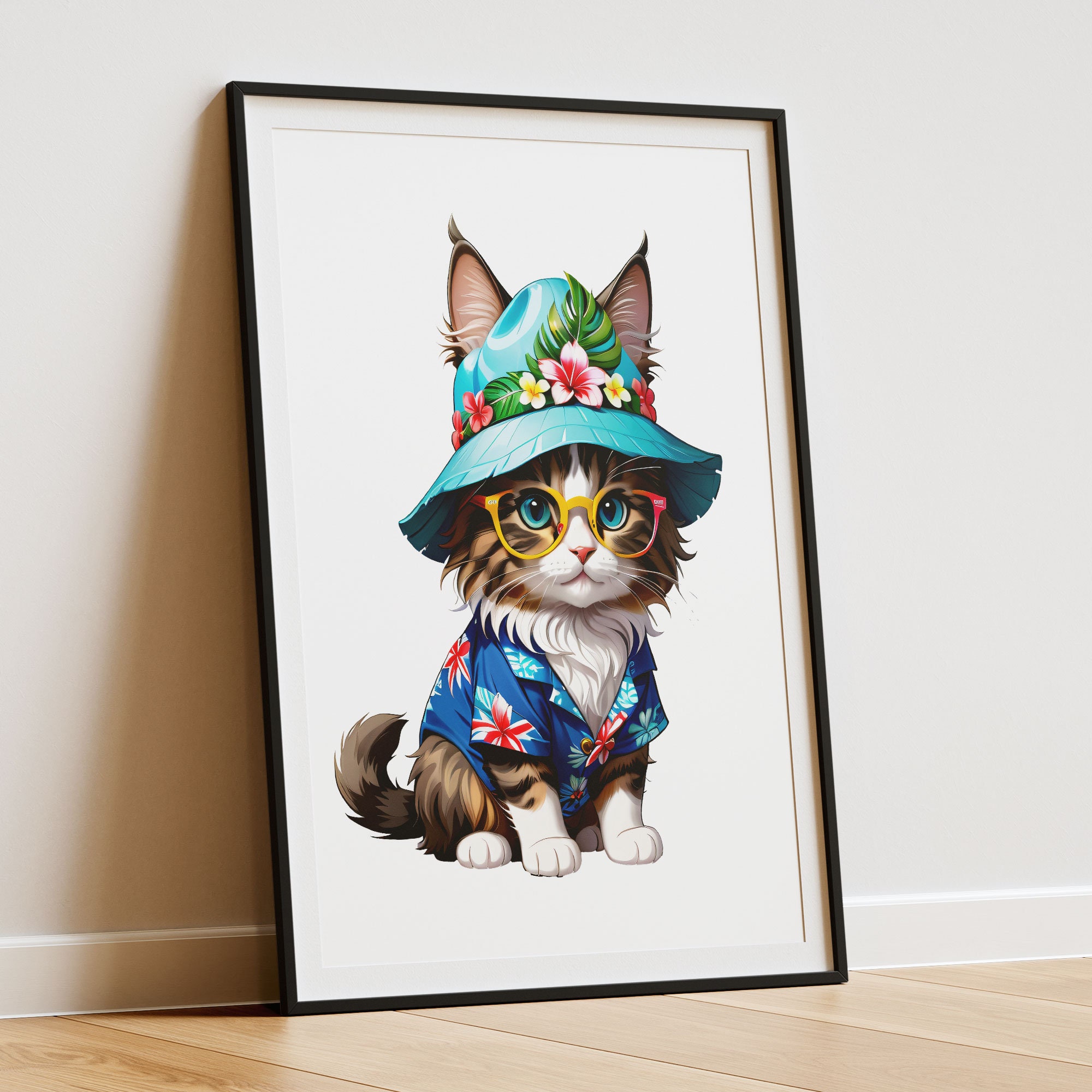 Summer Cats Clipart, 16 PNG Transparent, 300 DPI, Cute Watercolor ...