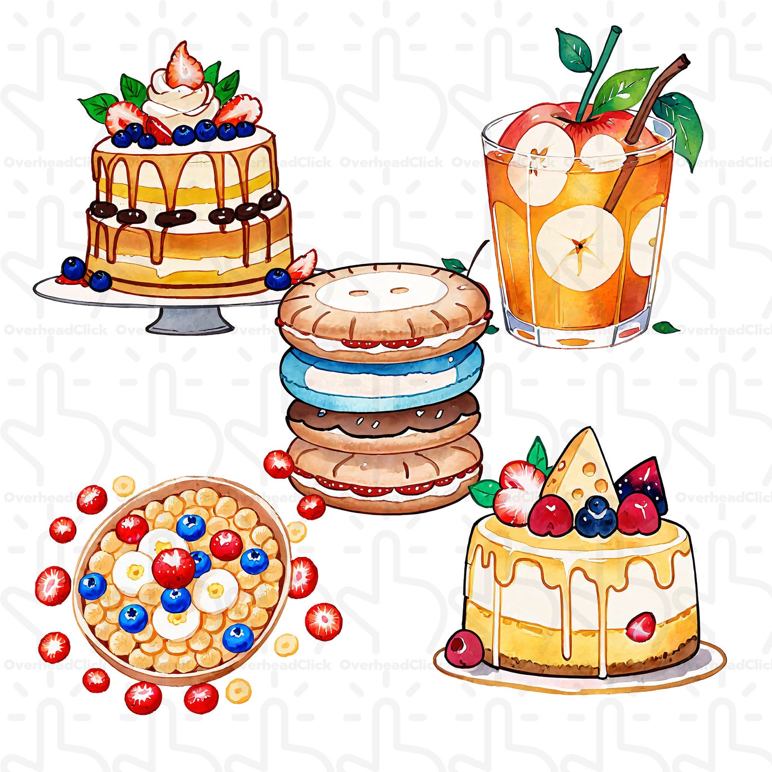 Foods and Desserts Clipart, 13 PNG Transparent, 300 DPI, Cute ...