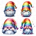 Cute Watercolor LGBTQ Rainbow Gnome Digital Clipart, 16 PNG Transparent ...