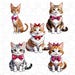 Watercolor Coquette Bow Cats Clipart: 19 PNG Images (digital Download ...