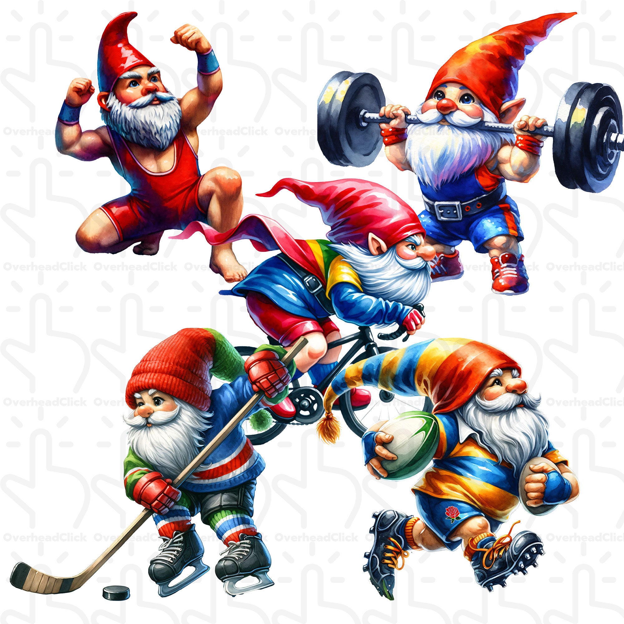 Watercolor Sports Gnome Clipart: 12 PNG Images (digital Download) - Etsy