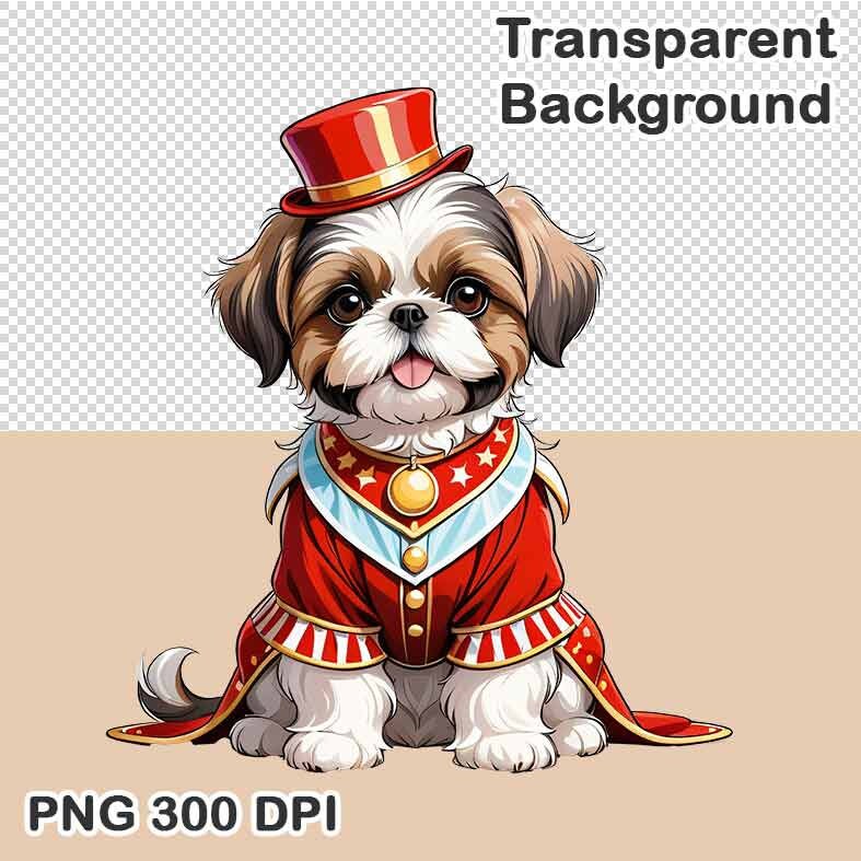 Cute Circus Dogs Clipart, 12 PNG Transparent, 300 DPI, Cute Watercolor ...