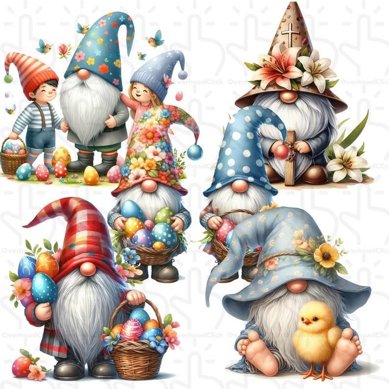 Watercolor Easter Gnome Clipart: 22 PNG Images (digital Download) - Etsy