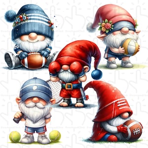 Sports Gnome Clipart, Cute Watercolor, PNG Transparent, 300 DPI - Etsy