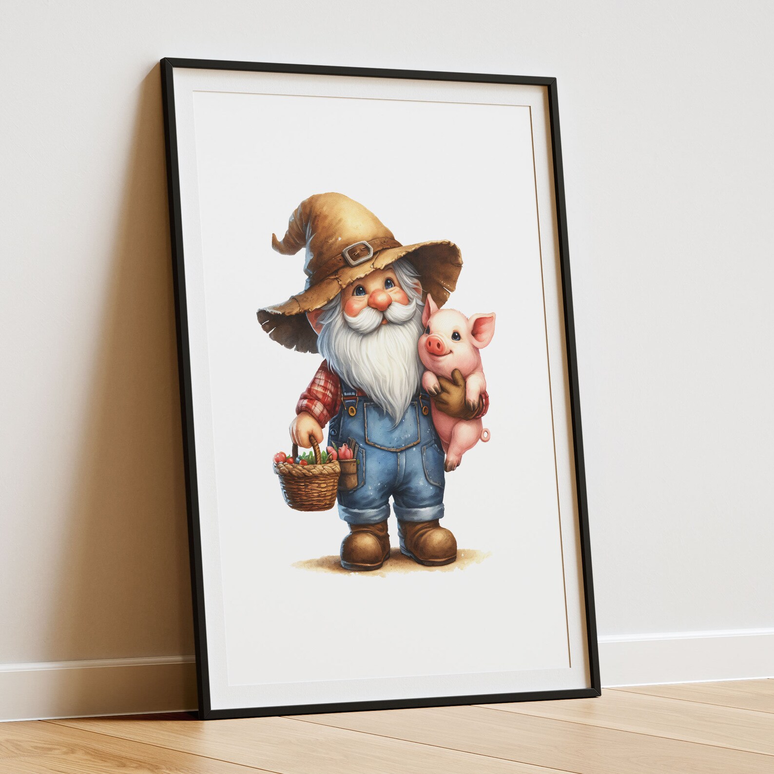 Watercolor Farm Animals Gnome Clipart: 15 PNG Images (digital Download ...