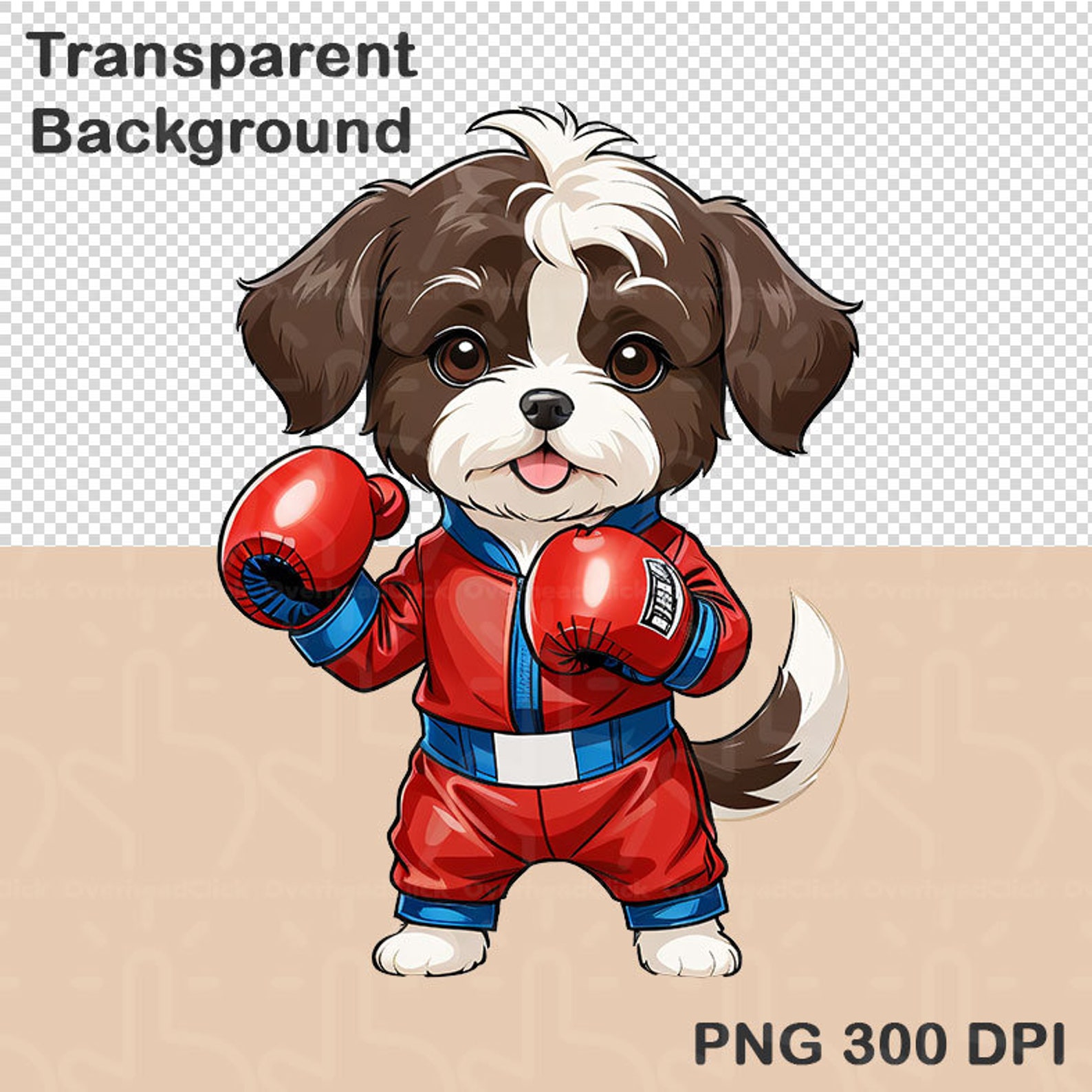 Boxing Dog Clipart, 16 PNG Transparent, 300 DPI, Cute Watercolor Boxing ...