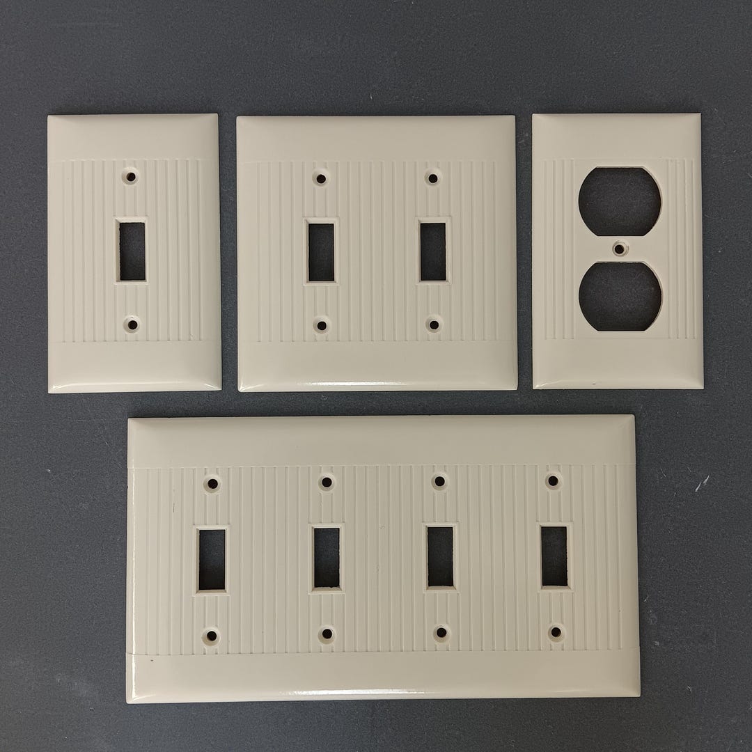 Vintage Sierra Ivory Ribbed Bakelite Electrical Plates: Switch, Outlet ...