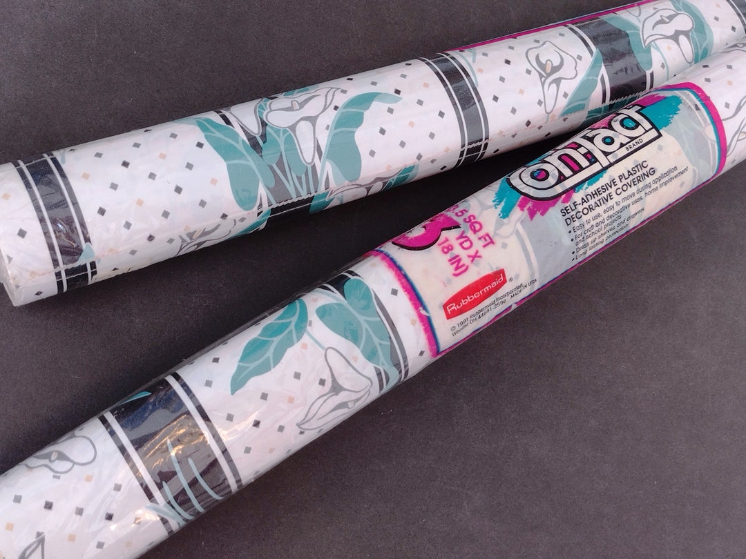 Two Rolls 1990s Rubbermaid Con-tact Paper 18"w X 9'L, Black & Teal ...
